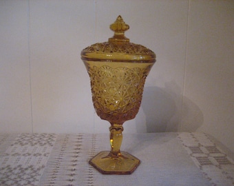 Amber Glass Compote - Etsy