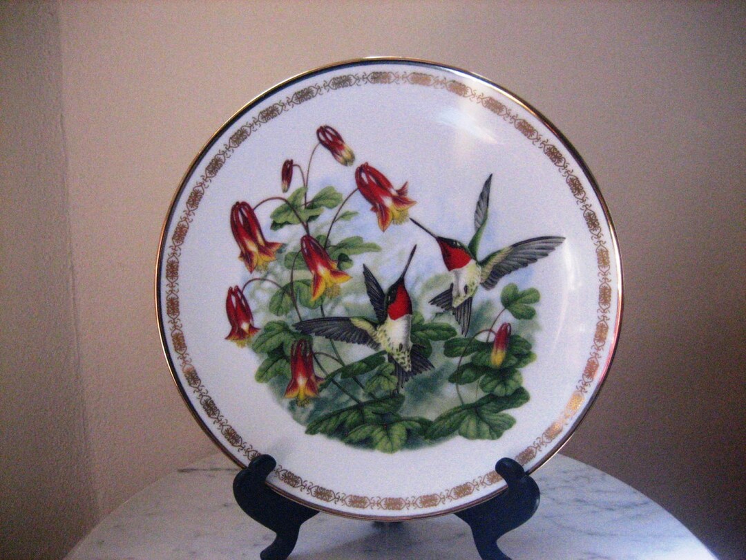 Ruby-throated Hummingbird Plate, the Jeweled Hummingbirds Plate by the ...