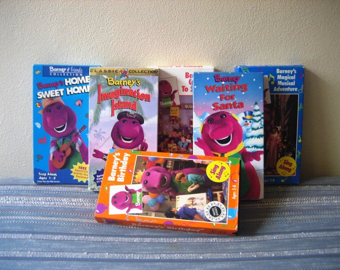 Vintage 1990s Barney VHS Tapes, Children's Learning Videos, Purple ...