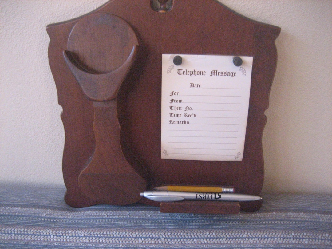 Vintage Wall Hanging Wood Phone Holder, Wall Mount Message Board With ...