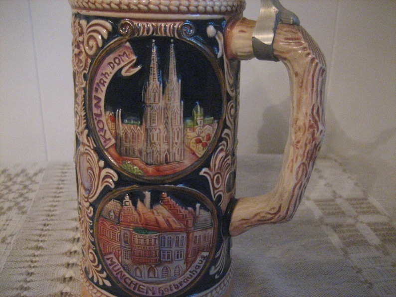 Vintage Gerz Beer Stein, West Germany Pewter Lidded Mug, Handgemalt ...