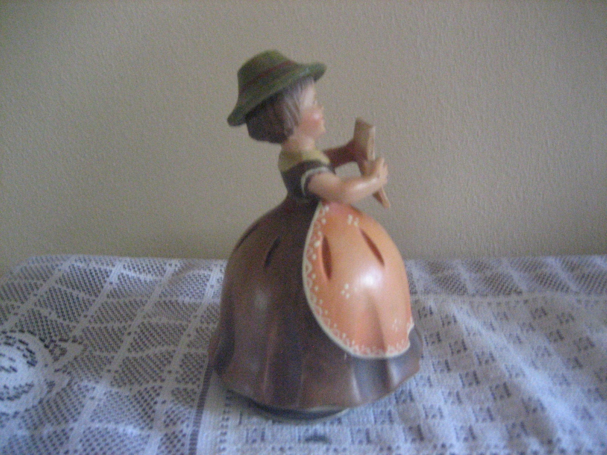 Vintage Schmidt Lindner Carved Wood Music Box, Girl With Book Revolving ...