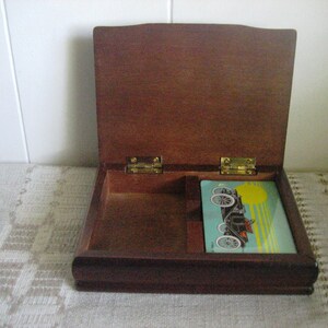 Vtg Wood Box Playing Card Holder, Double Deck Wooden Box, 1985 ...