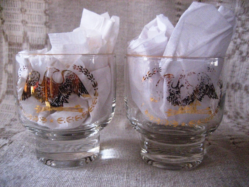 Vintage MCM Patriotic Glass Ice Bucket, American Eagle Ice Bucket, 7 ...