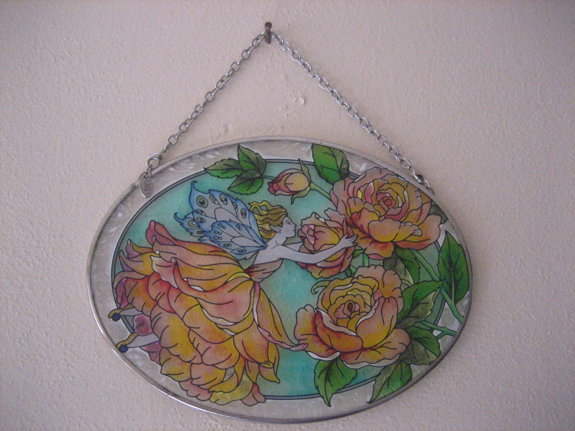Vintage Amia Fairy Oval Suncatcher, Floral Sprite Wall Hanging Decor ...