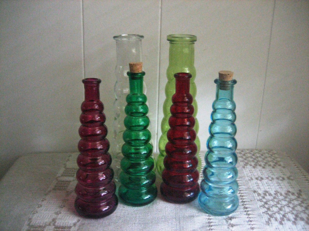 Lot of 6 Vintage Bubble Glass Vases, Mid-century Beehive Stacking ...