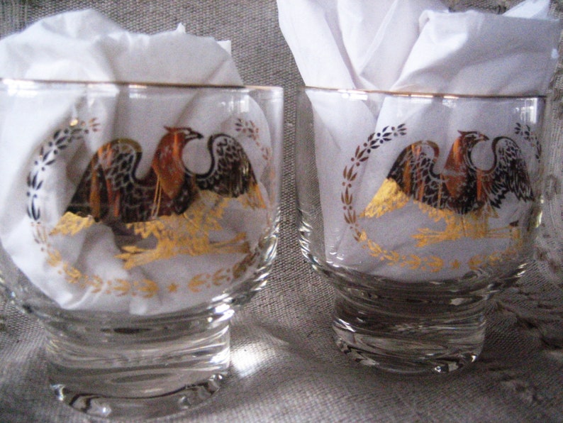 Vintage MCM Patriotic Glass Ice Bucket, American Eagle Ice Bucket, 7 ...
