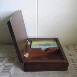 Vtg Wood Box Playing Card Holder, Double Deck Wooden Box, 1985 ...