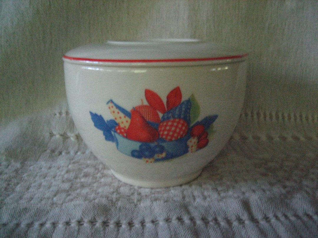 Calico Fruit Vintage Refrigerator Bowl With Lid Universal Potteries ...