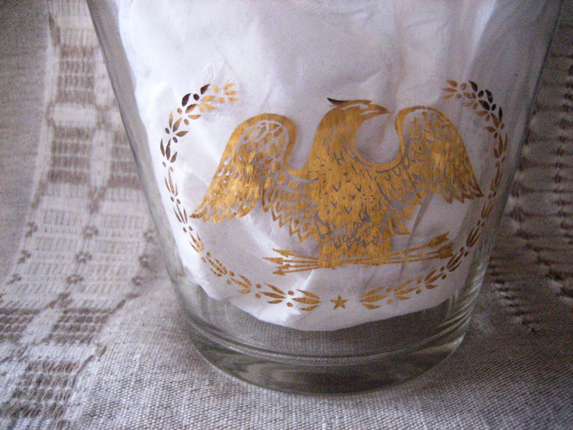 Vintage MCM Patriotic Glass Ice Bucket, American Eagle Ice Bucket, 7 ...
