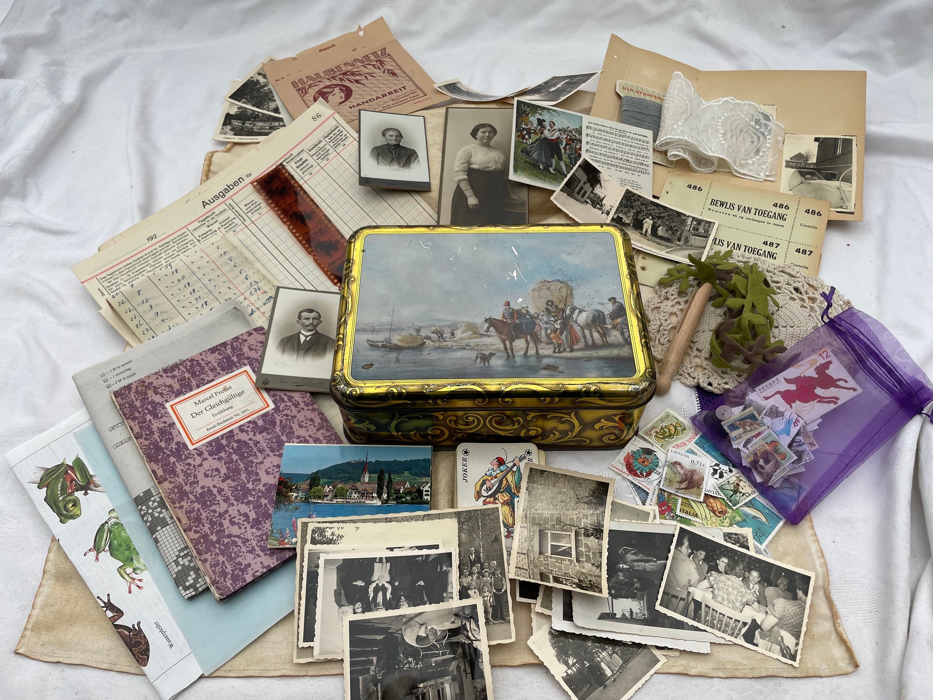 Junkjournal Set,mystery Craft Box,vintage Blechdose,gefüllte Box ...