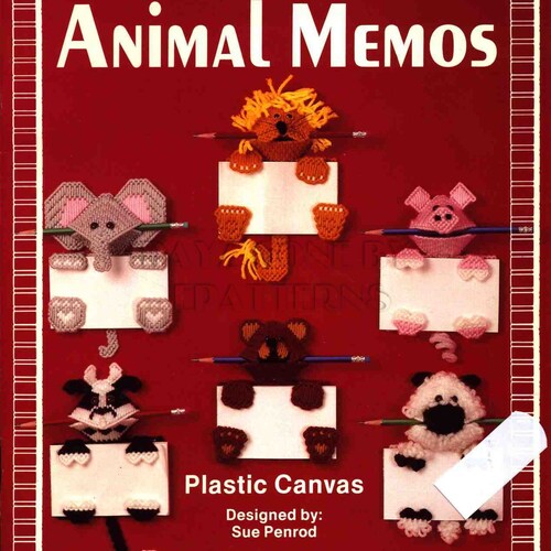 Plastic Canvas Digital PDF Pattern Leaflet Animal Memos - Etsy