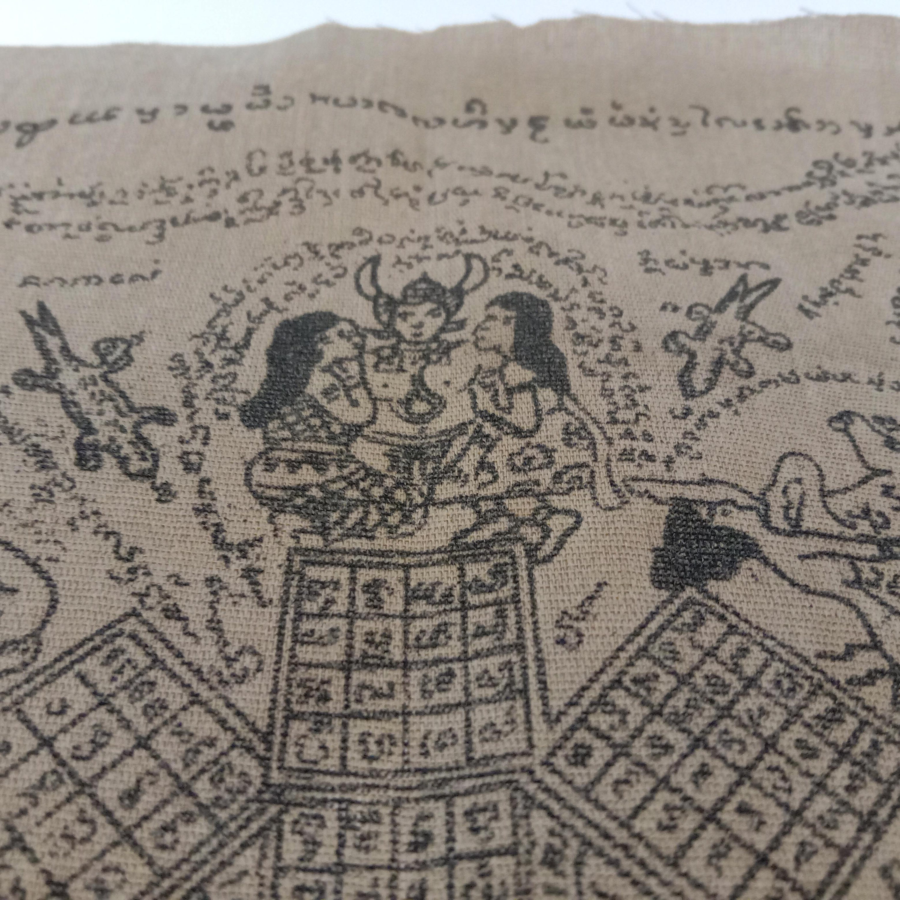 FODE4289 Thai Amulet BLACK Pha Yant Talisman Horse Girl Magic Love ...