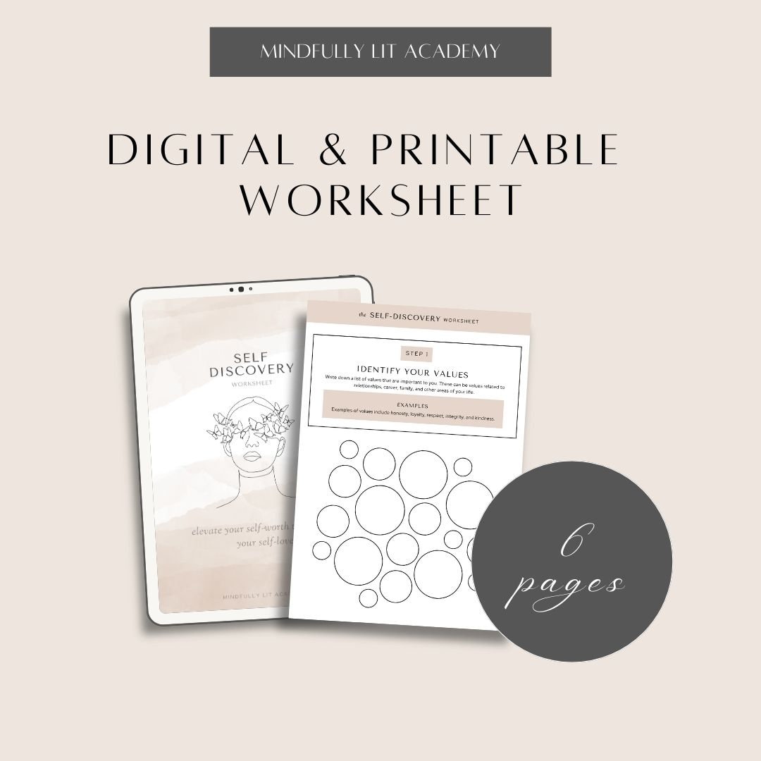 Therapy Worksheets Self Discovery Worksheet Digital or Printable Self ...