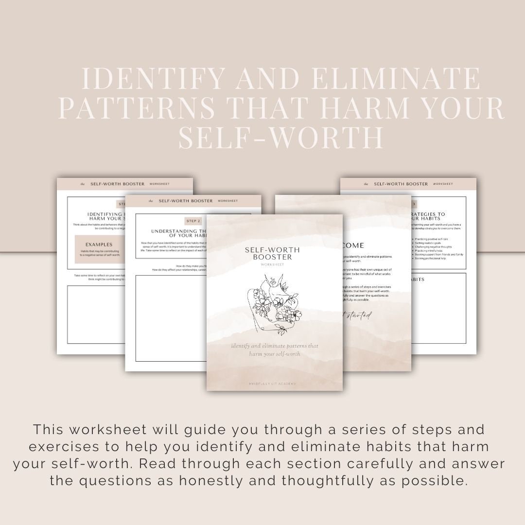 Self-worth Worksheets Instant Download Therapy Worksheets Self Help ...
