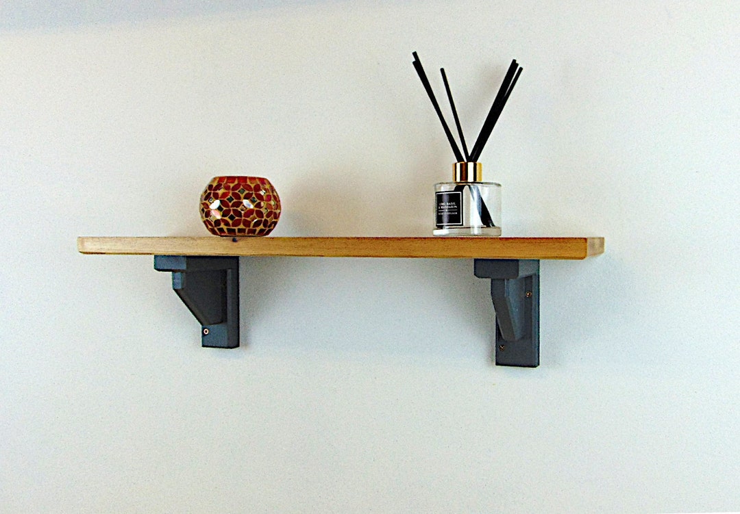 Shaker Style Shelf With Wooden Brackets Handmade in Solid Wood Wall ...