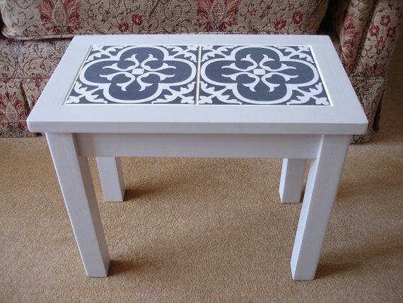 Small Coffee Table with Tiled Top in Handmade in Solid Wood Painted in Farrow Ball Etsy