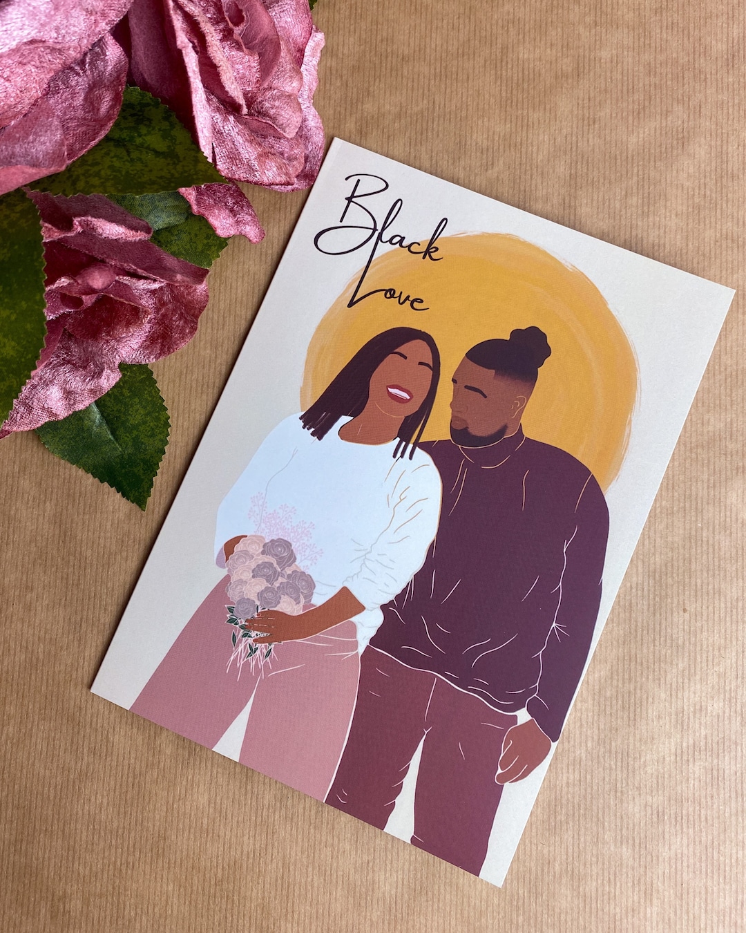 Black Couple Mixed Race Black Love Greeting Card, Anniversary, Black ...