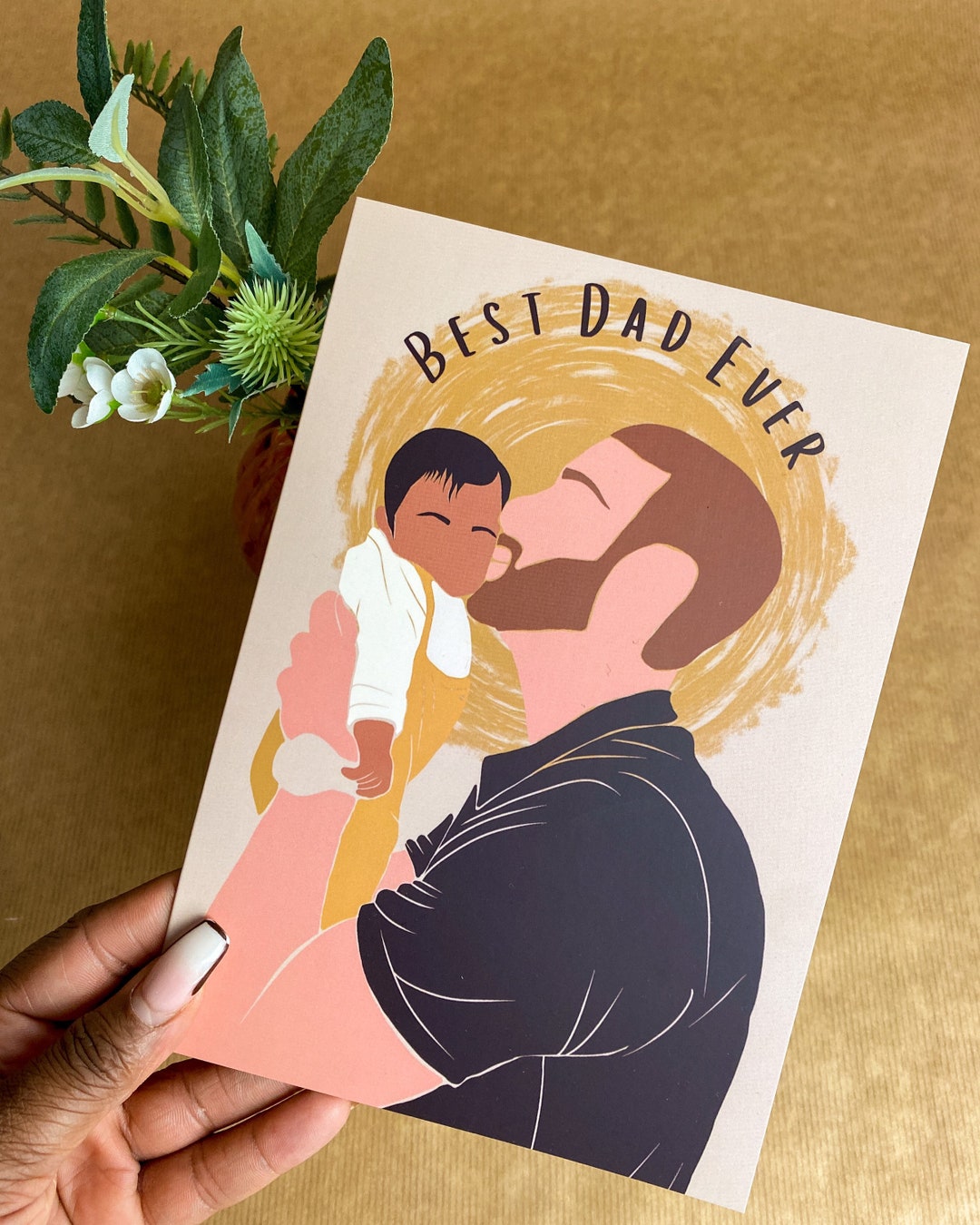 White Dad Mixed Race Baby Fathers Day Card. Greetings Card. Birthday ...