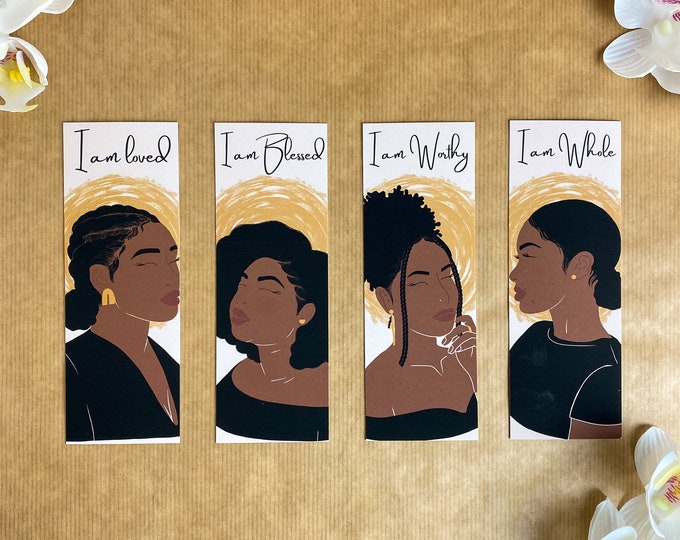 4 Pack I Am Positive Affirmation Black Woman Bookmark Set. Melanin ...