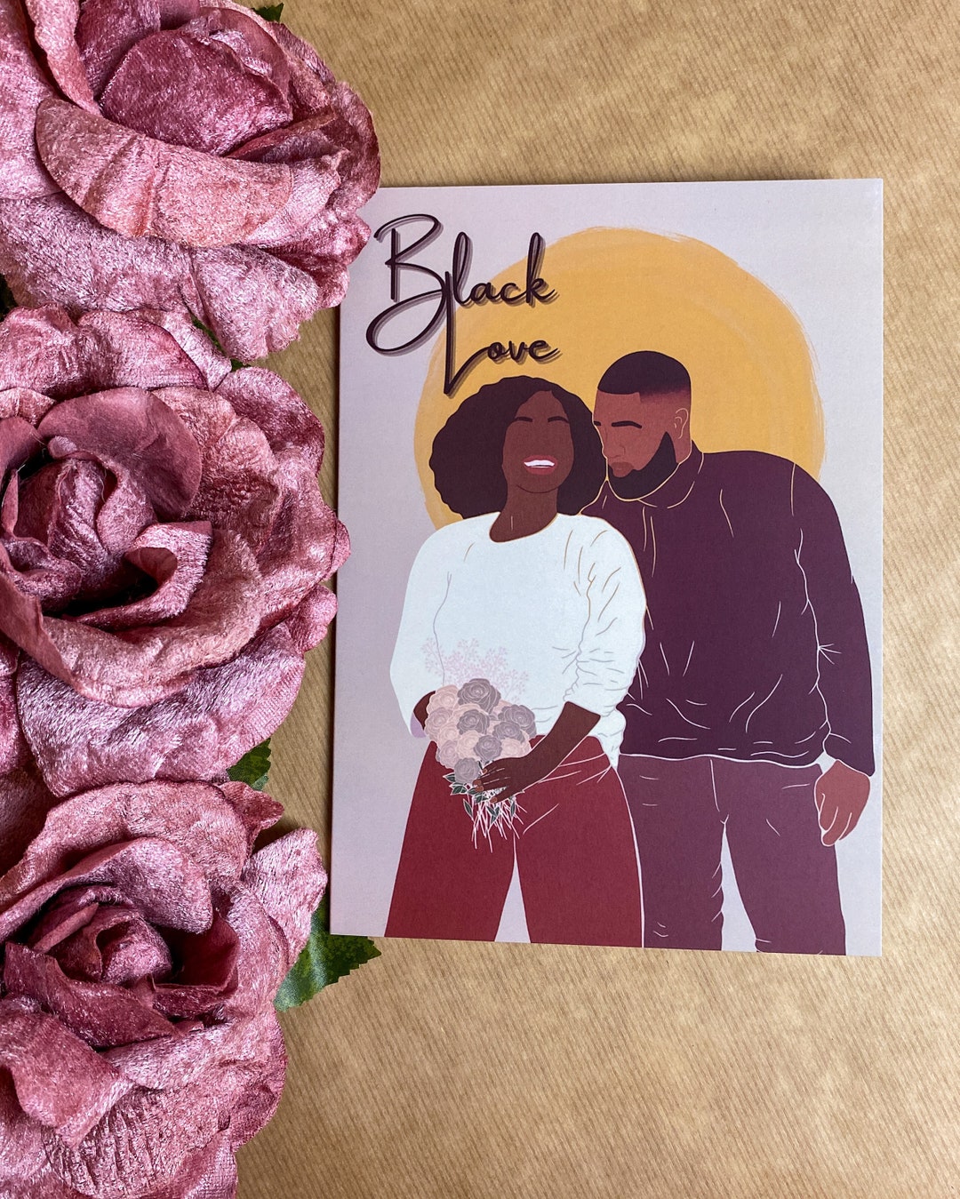 Black Couple Valentine’s Day Card, Black Love, Anniversary, Black Man ...