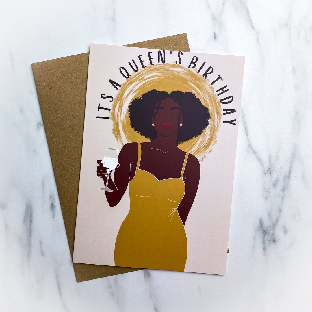 Black Queen Birthday Card, Black Woman Card, Black Greeting Cards ...