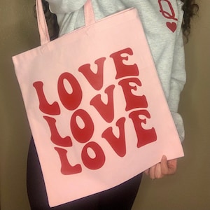 Love Tote Bag, Self Love Tote Bag, Retro Love Totebag, Valentines Day ...