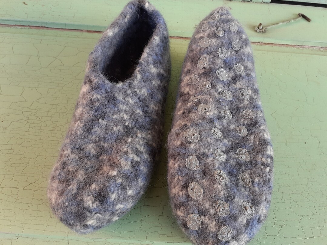 Felt Shoes Mottled in Gray, Blue and Natural Colors, Can Be Ordered in ...