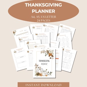 Thanksgiving Planner Turkey Day Thanksgiving Bundle Holiday Menu ...