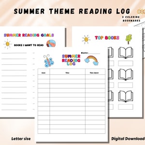 Summer Reading List Teens, Kids Reading Log Coloring Bookmarks Children ...