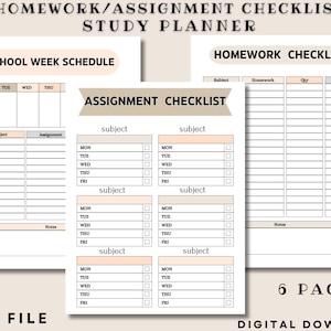 Minimalist Homework Checklist, Weekly Homeschool Planner, Assignment ...