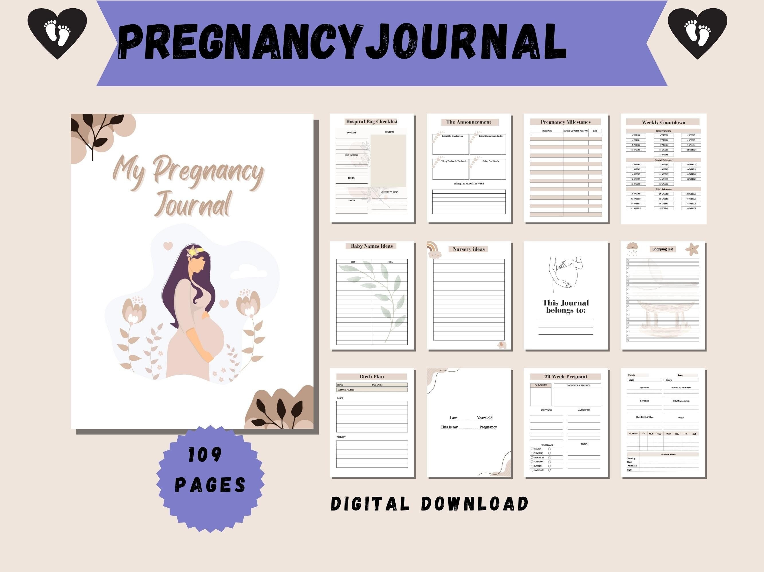 Printable Pregnancy Journal Planner for Moms Digital Download Weekly ...