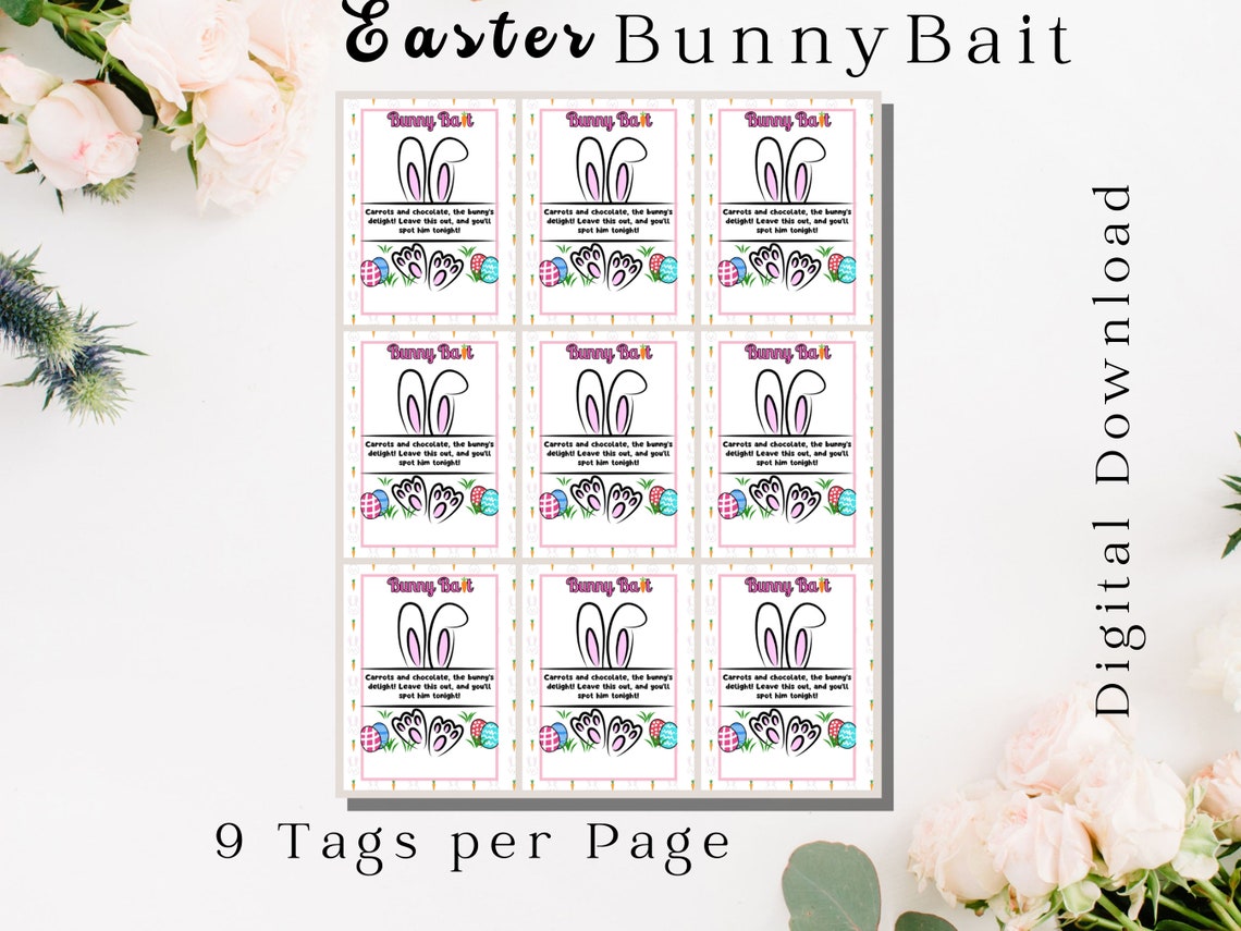 Printable Easter Bunny Bait Card - Adorable Bunny Food Tag, Perfect for ...