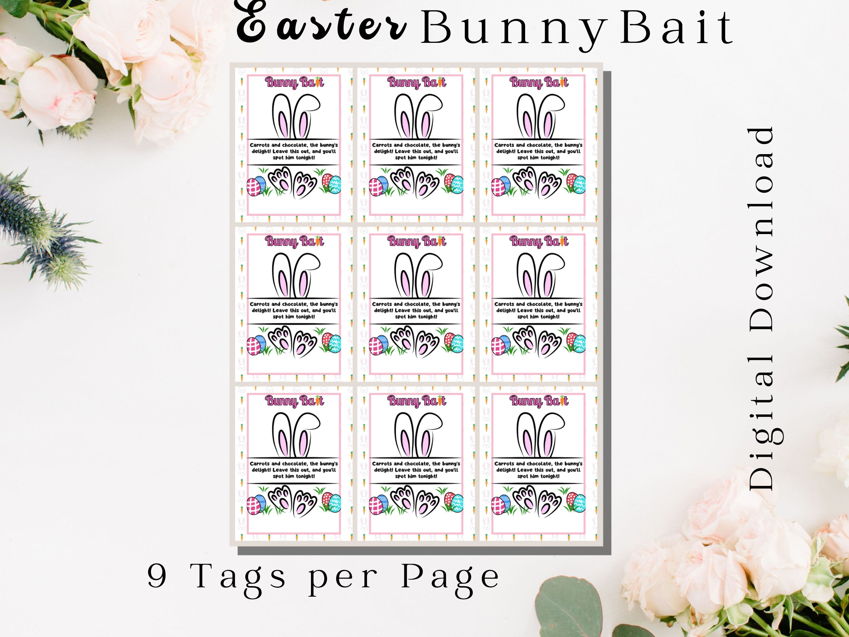 Printable Easter Bunny Bait Card - Adorable Bunny Food Tag, Perfect for ...