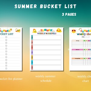 Summer Bucket List Planner Kids' Fun Activities Printable Weekly Summer ...