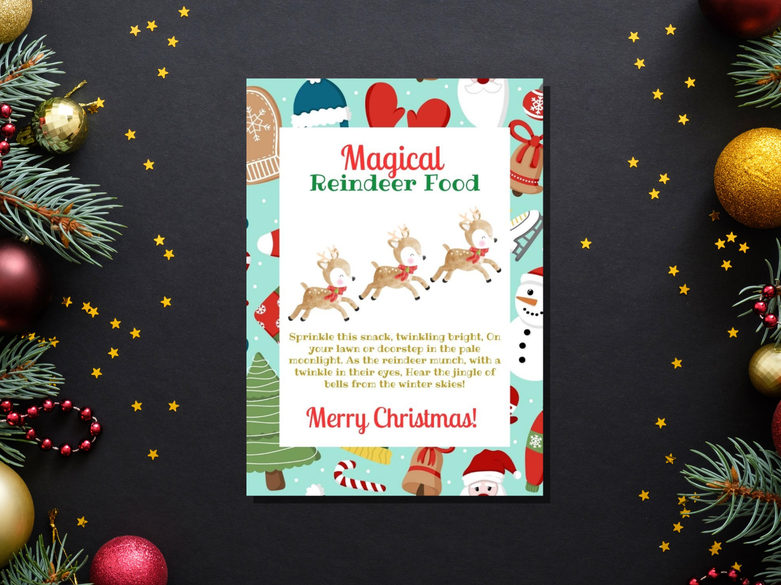 Magic Reindeer Food Tag Reindeer Food Labels Christmas Eve Tradition ...