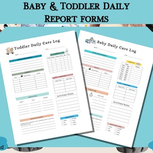 Childcare Daily Log Report Forms Baby and Toddler Activity Log Perfect ...