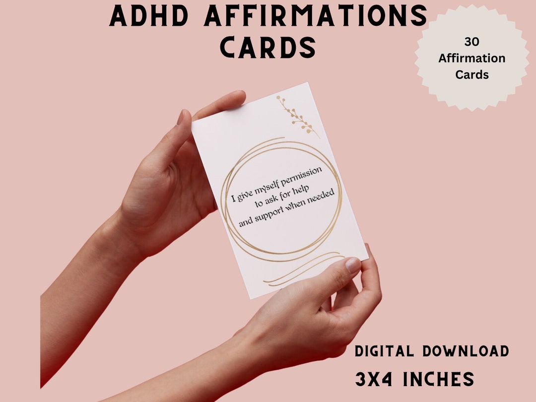 ADHD Adult Affirmation Cards Printable Affirmation Cards for Self ...