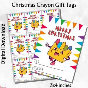 Christmas Crayons Gift Tag Holiday Class Gift From Teacher to Students ...