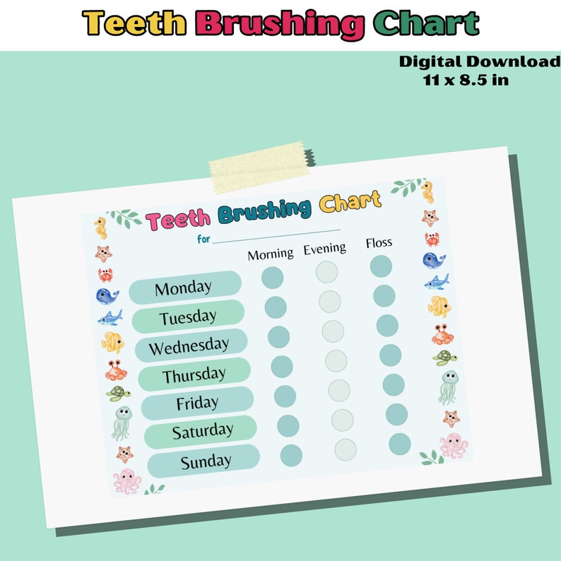Printable Teeth Brushing Routine for Kids & Toddlers, Chore Chart Kids ...