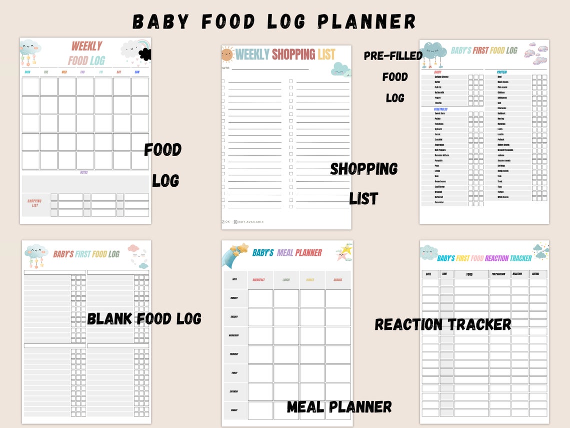 Baby First Food Planner Checklist Baby Food Diary Tracker - Etsy