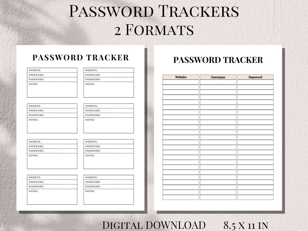 Password Log Printable, Password Tracker, Password Keeper, PDF Password ...