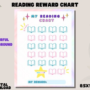 Kids Printable Reading Chart-toddler Reward Chore Chart, Behavior Chart ...