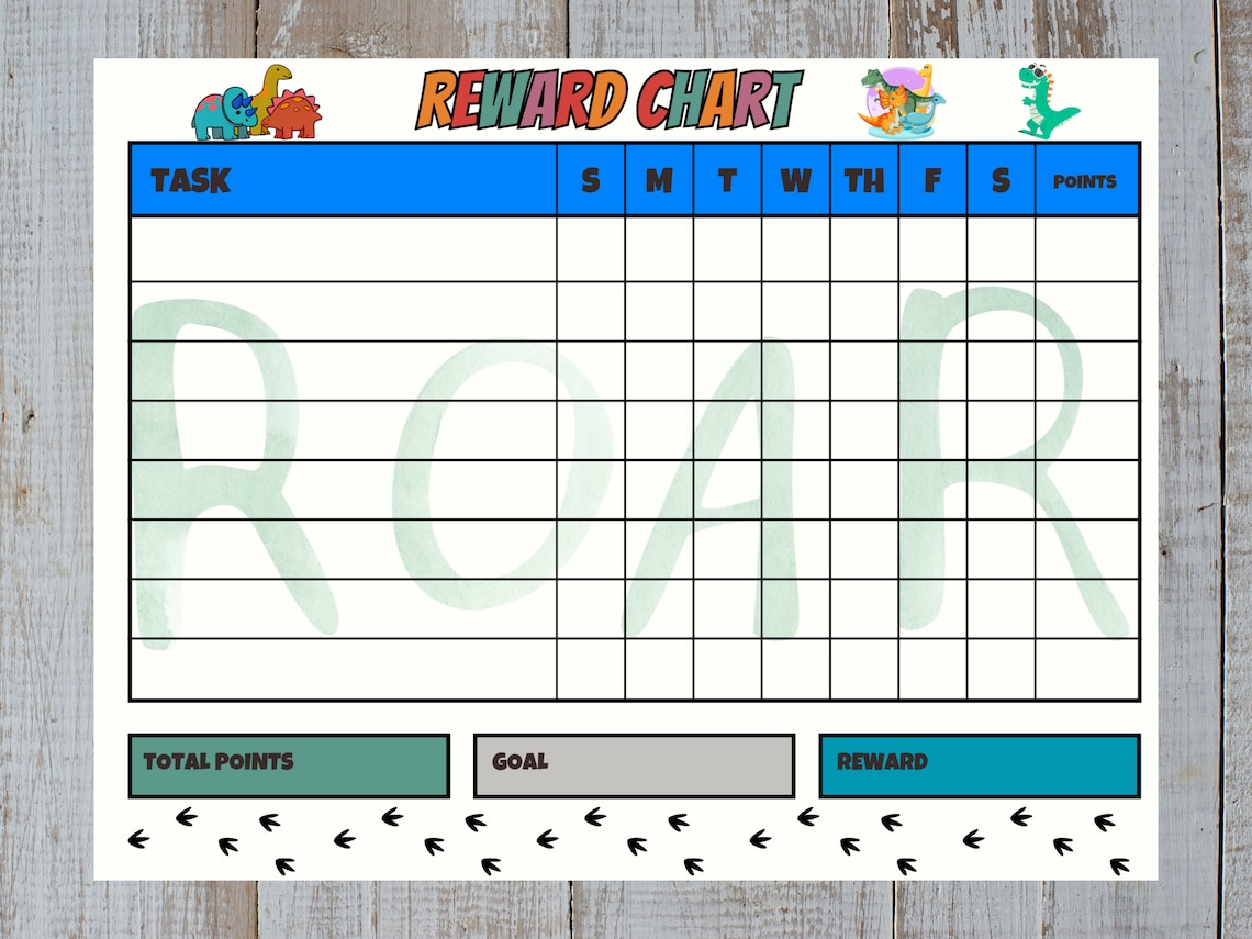 Printable Dinosaur Reward Chart for Kids Behavior Chart Kid's Positive ...