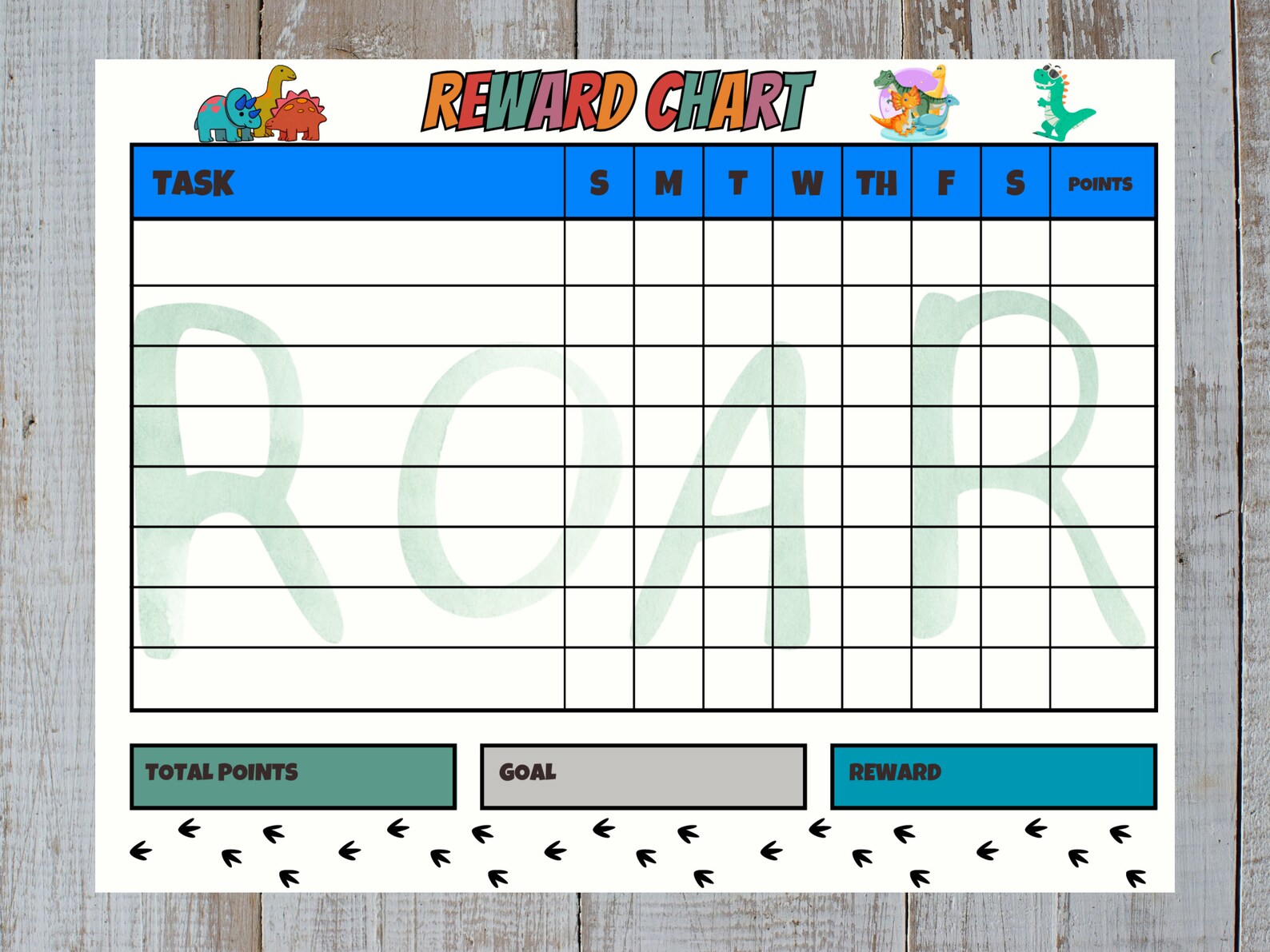 Printable Dinosaur Reward Chart for Kids Behavior Chart Kid's Positive ...