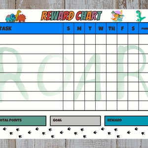 Printable Dinosaur Reward Chart for Kids Behavior Chart Kid's Positive ...