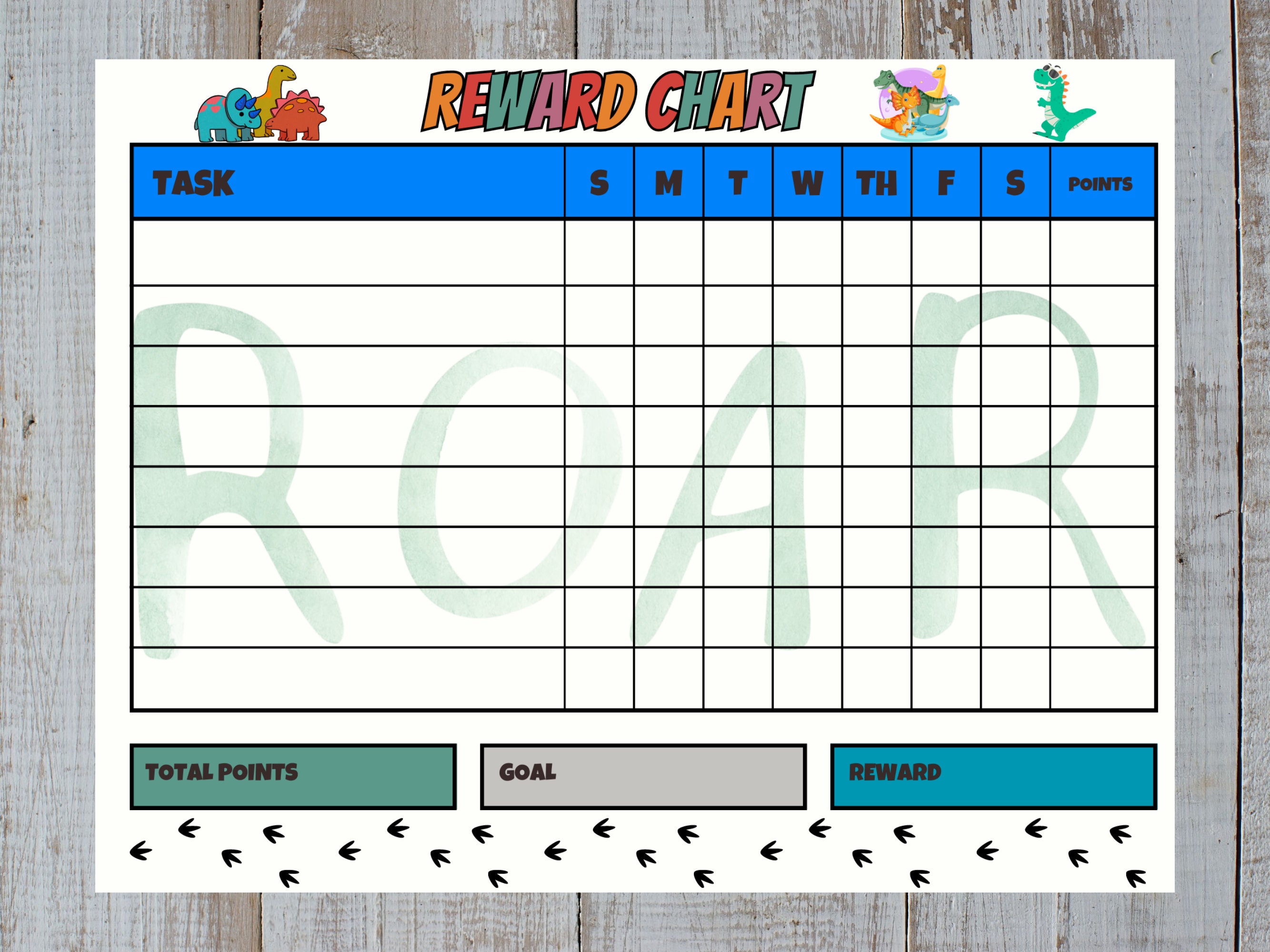 Printable Dinosaur Reward Chart for Kids Behavior Chart Kid's Positive ...