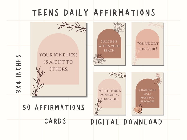 Positive Affirmation Cards for Teen Girls, I Am Affirmations, Teen Self ...