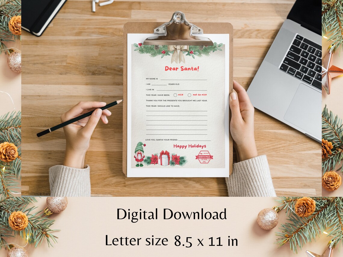Christmas Wish List Kids Activity, Dear Santa Letter Printable, Perfect ...