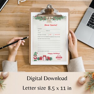Christmas Wish List Kids Activity, Dear Santa Letter Printable, Perfect ...